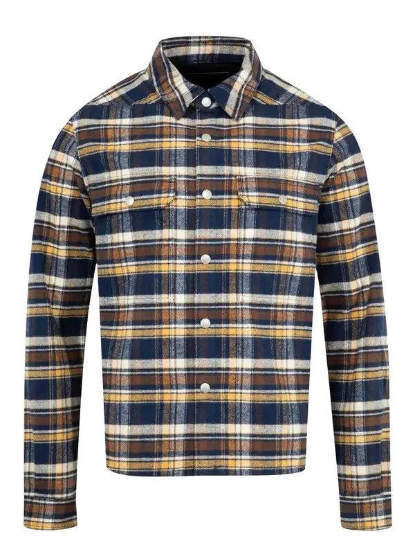 Rick Owens Cropped 'gasoline Plaid' Outershirt - Orange