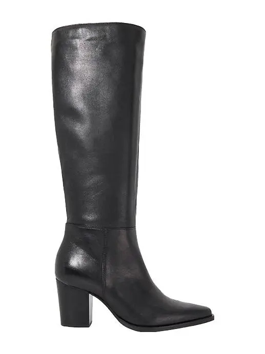 DUNE Tenna Leather Knee-high Boots - Black Leather