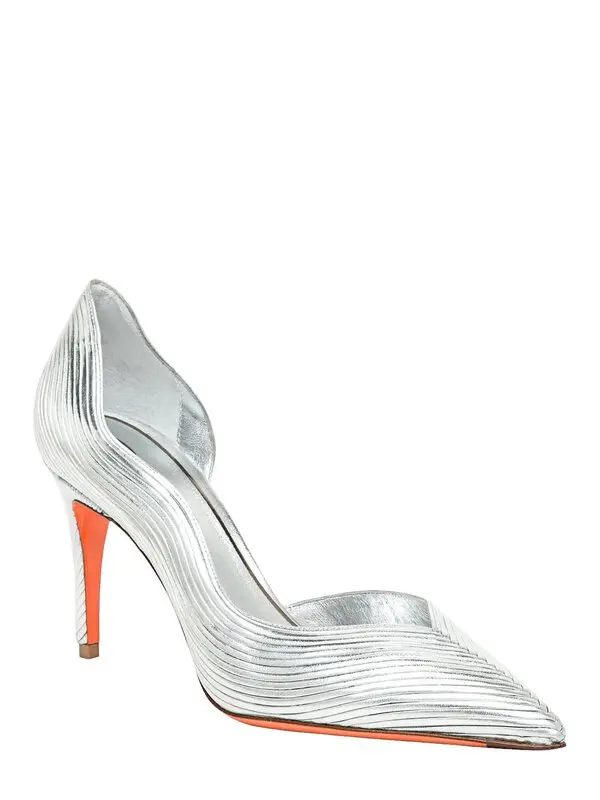 Santoni Leather High-heel Pump - Silver