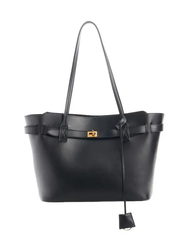Balenciaga Medium Bel Air Leather Tote - 1000 Black