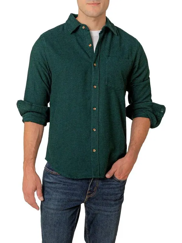 HOPE & HENRY Organic Long Sleeve Flannel Button Down Shirt - Scottish Herringbone