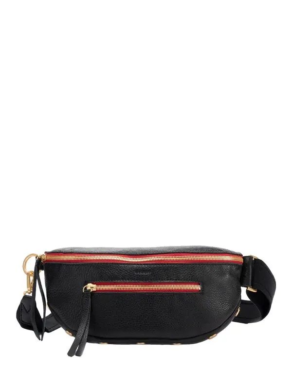 HAMMITT Charles Leather Crossbody Bag - Black/brushed Gold Red Zip