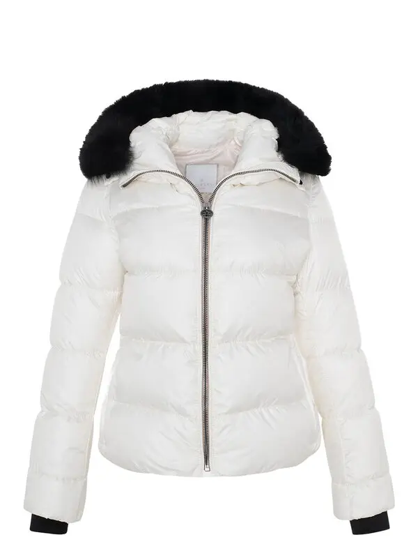 Gorski Short Down Apres-ski Jacket With Toscana Lamb Hood - White