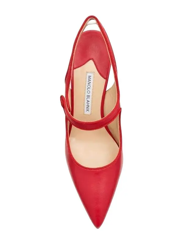 Manolo Blahnik Camparisli Leather Slingback Pumps - Red