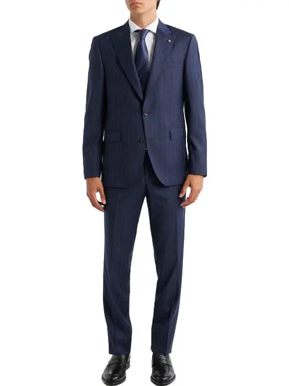 JACK VICTOR Engel Stripe Super 130s Wool Suit - Navy