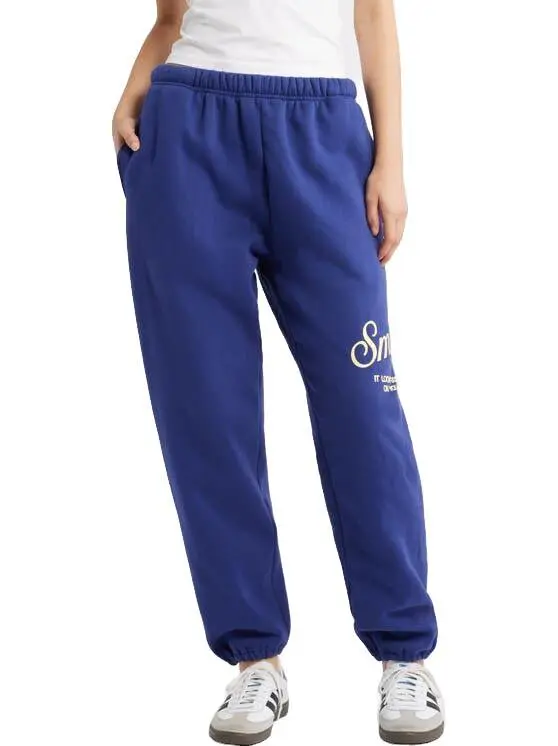 THE MAYFAIR GROUP Smile Cotton Blend Sweatpants - Navy Blue