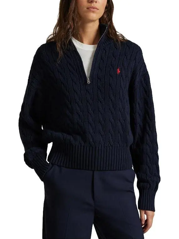 Polo Ralph Lauren Cable-knit Cotton Polo Sweater - Blue