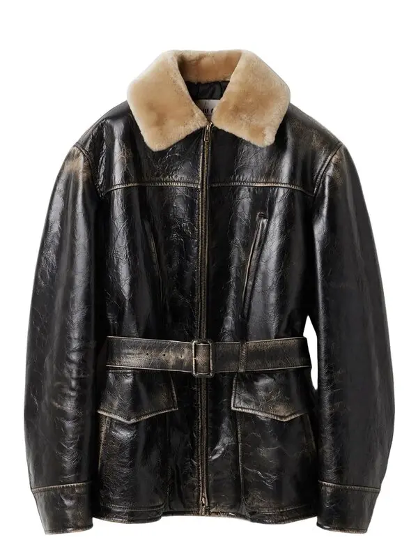 Miu Miu Calf Leather Caban Jacket - Black