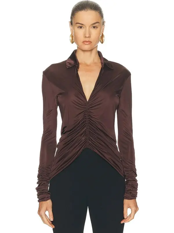 Atlein Ruched Front Shirt - Ebene