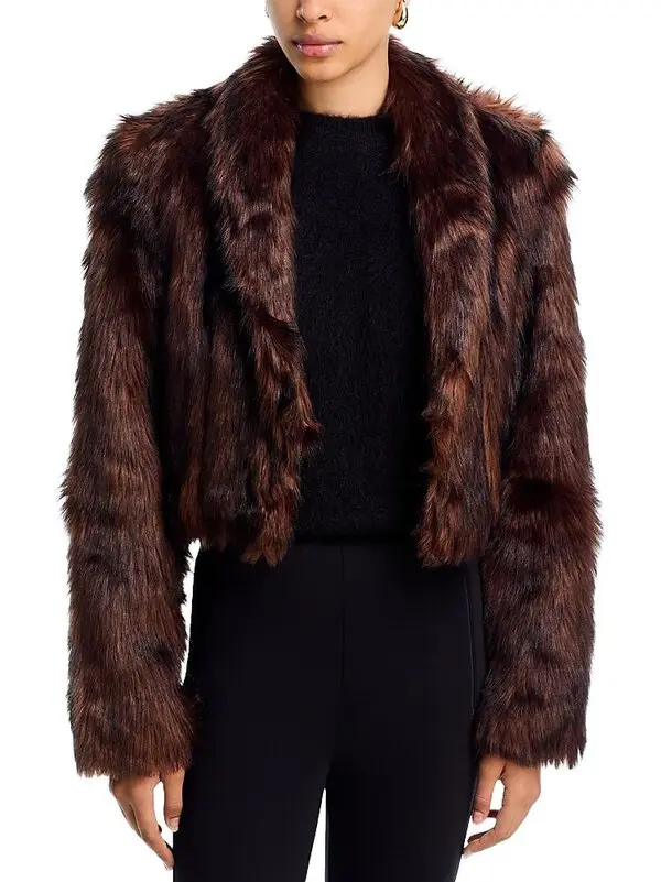 NONCHALANT LABEL Uma Faux Fur Jacket - Dark Brown