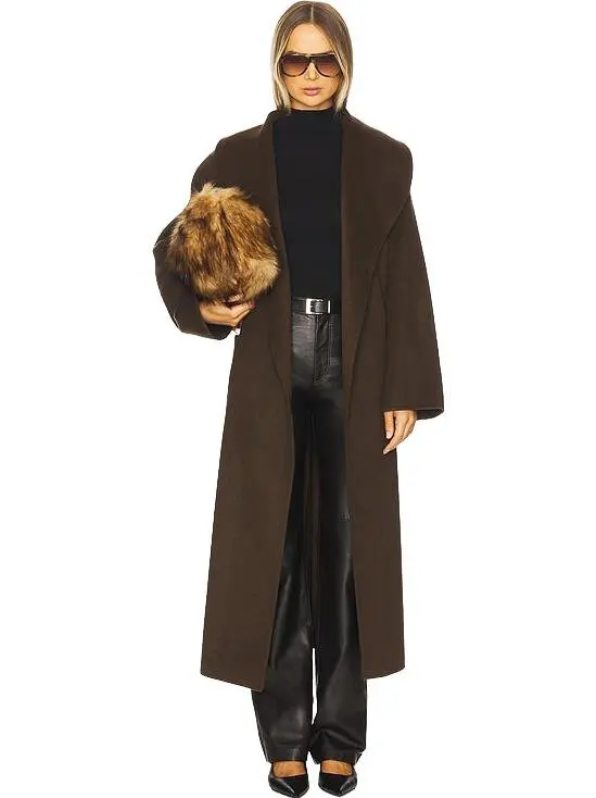 SEROYA Mavis Wool Coat - Slate Brown