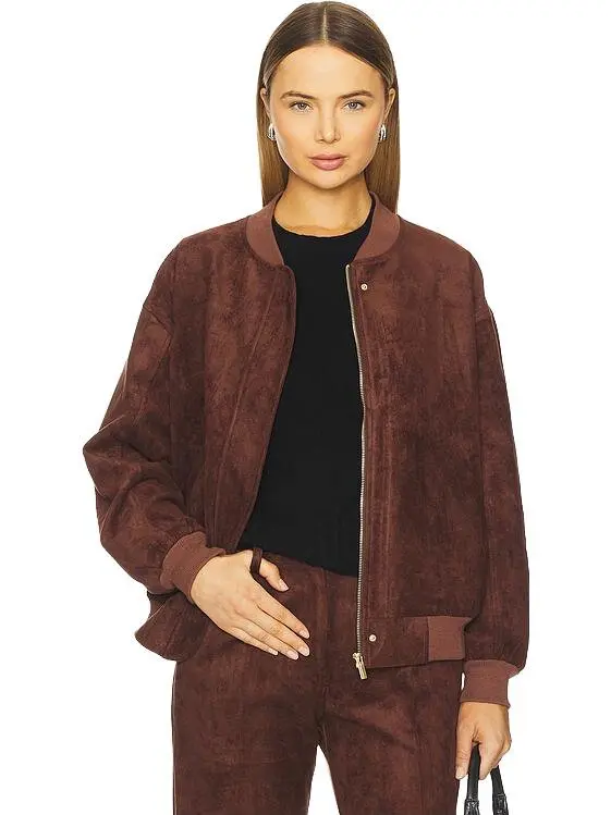 Amanda Uprichard X Vero Suede Bomber Jacket - Cocoa