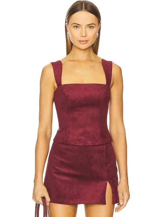 Amanda Uprichard Ceronne Suede Top - Wine