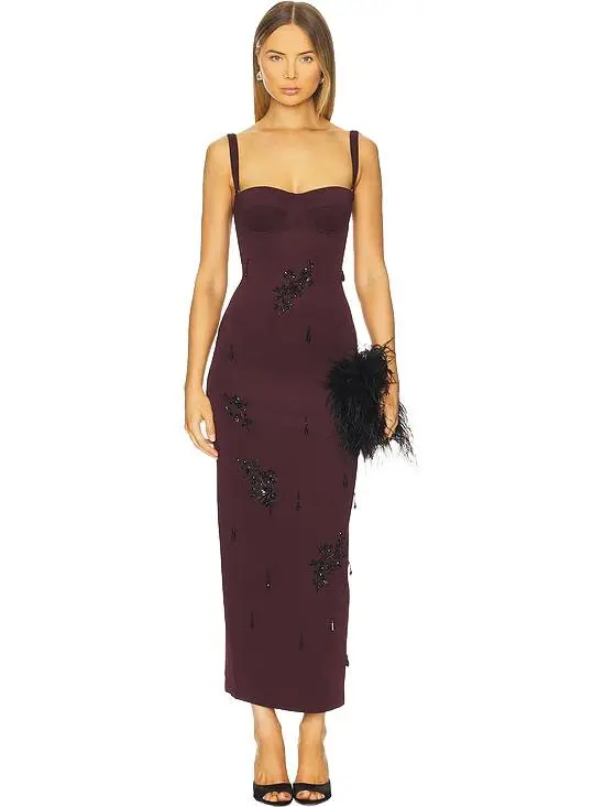 DES_PHEMMES Long Bustier Dress - Aubergine
