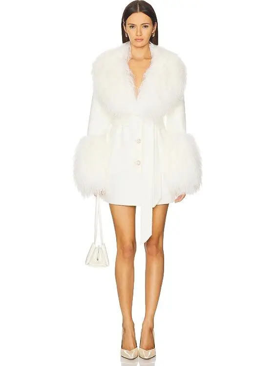 SUSANNA CHOW Mimi Cashmere Shearling Coat - White