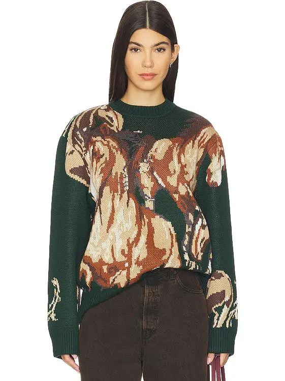 HOUSE OF SUNNY Wild Horses Pullover Sweater - Emerald Green