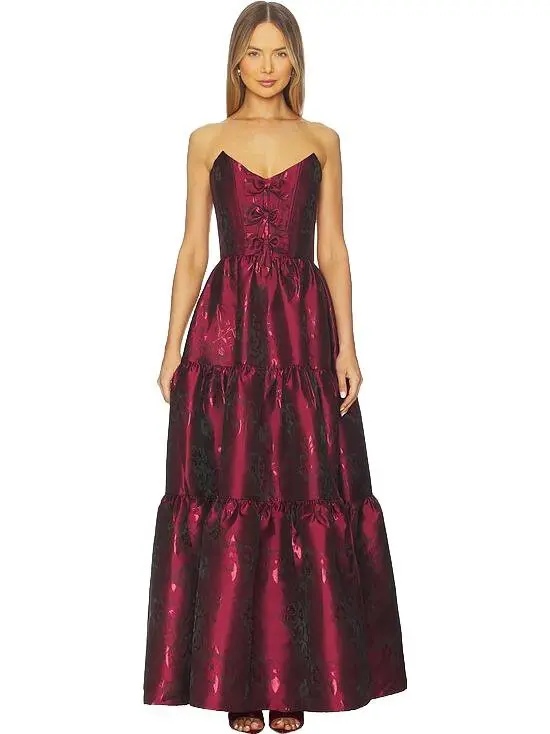 V. CHAPMAN Vida Gown - Garnet Barooue Floral