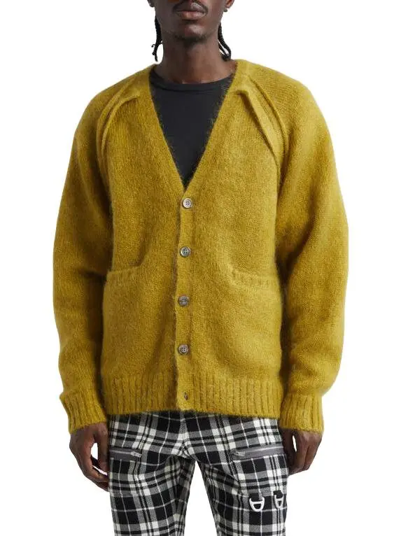 UNDERCOVERISM Mohair & Wool Blend V-neck Cardigan - Dark Yellow