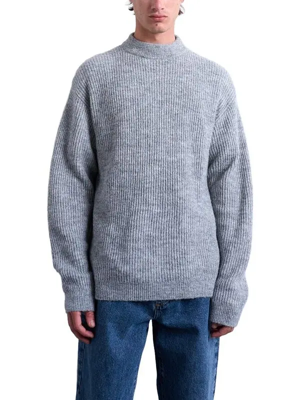Topman Ribbed Mock Neck Sweater - Grey