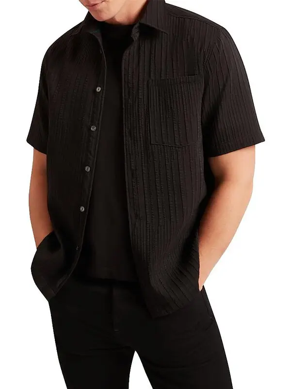 Ted Baker London Bandile Short Sleeve Relaxed Pleated Shirt - Black
