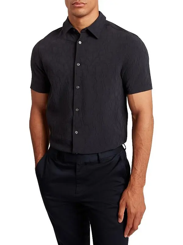 Ted Baker London Chipi Relaxed Textured Short Sleeve Shirt - Navy