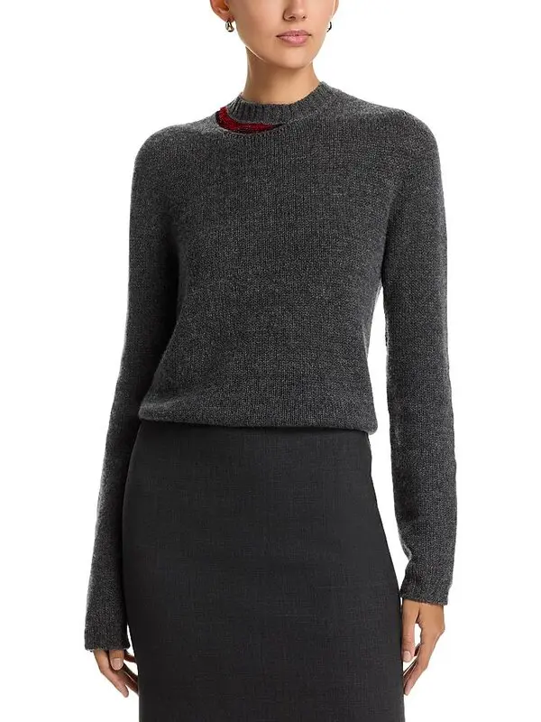 Fabiana Filippi Cashmere Slim Fit Sweater With Sequined Collar - Onice