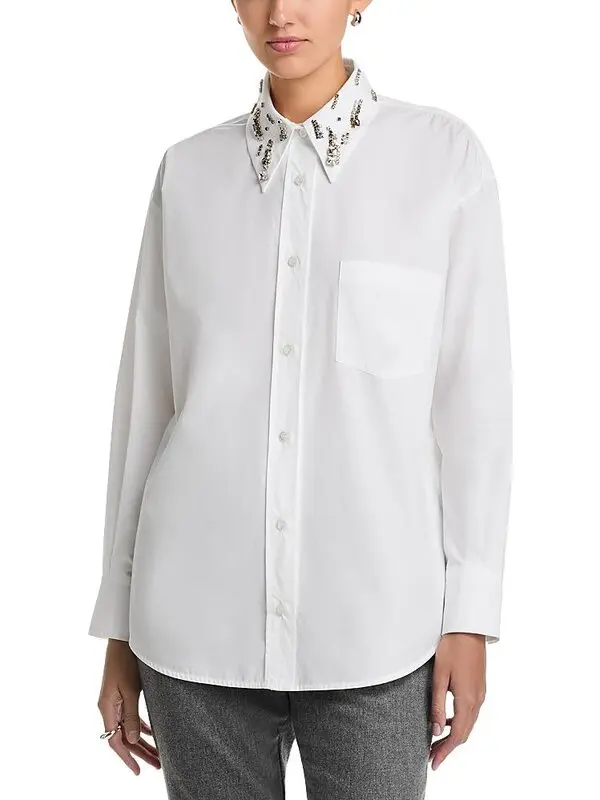 Fabiana Filippi Poplin Rhinestone Oversized Shirt - Bianco Ottico/burro