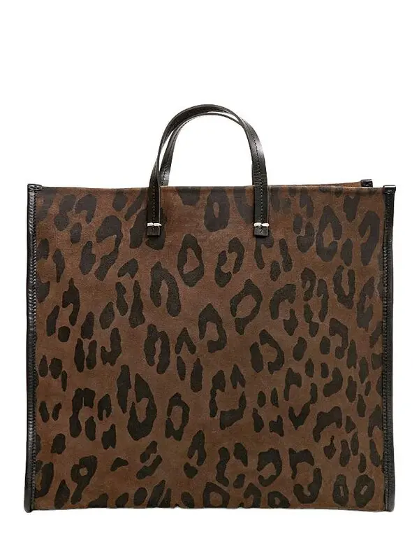 Clare V. Animal Print Suede Tote - Cocoa