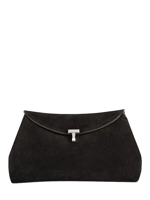 TOTEME T-lock Suede Convertible Clutch - Espresso Suede