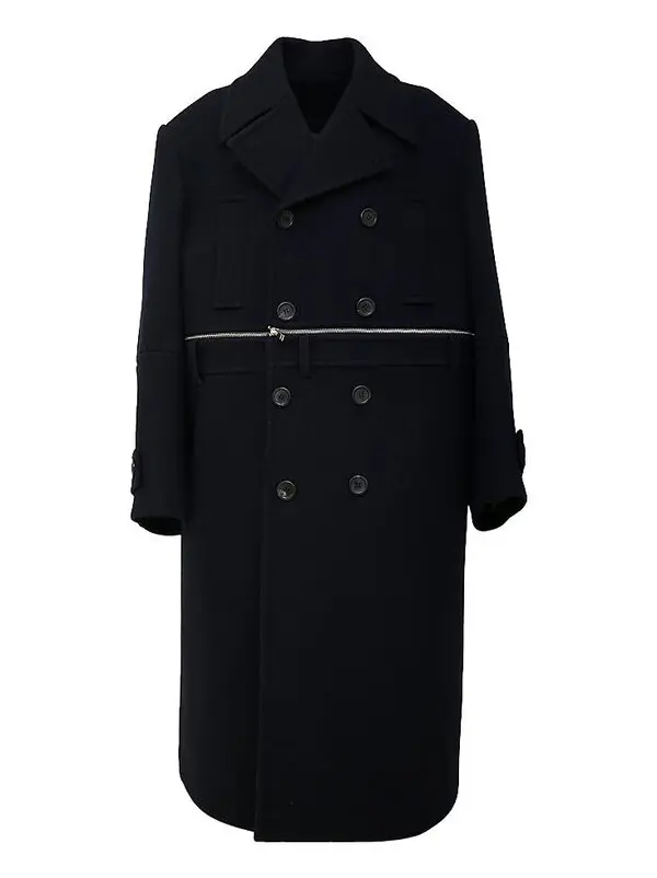 Rokh Broken Double Breasted Coat - Navy