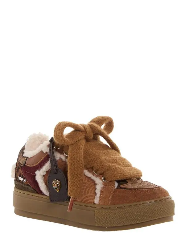 Kurt Geiger Southbank Tag Faux Fur Sneakers - Open Brown