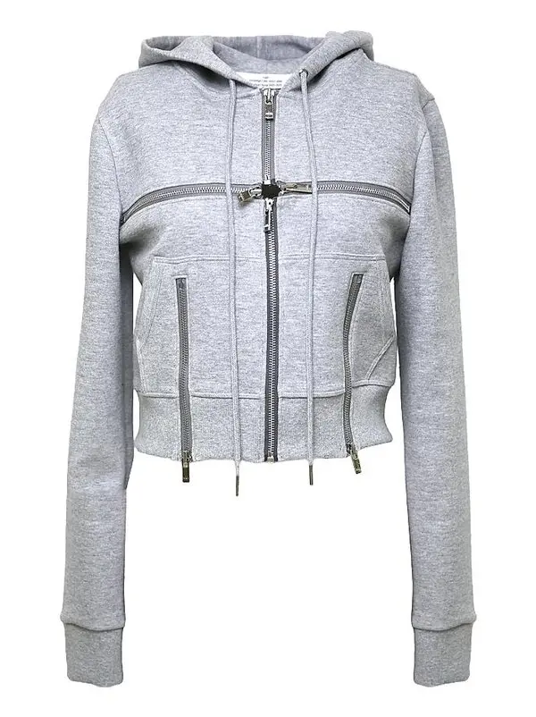 Rokh Broken Zip Up Hoodie - Gray Melange
