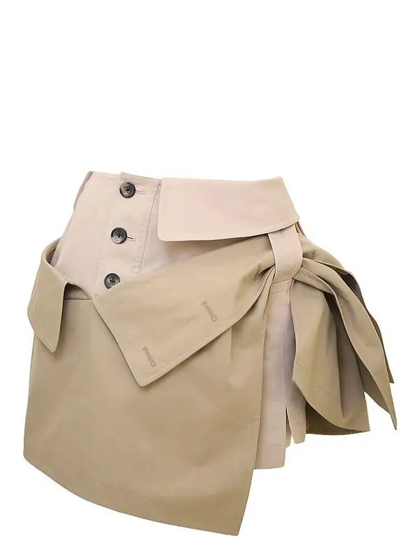 Rokh Trench Element Layered Skirt - Bright Beige