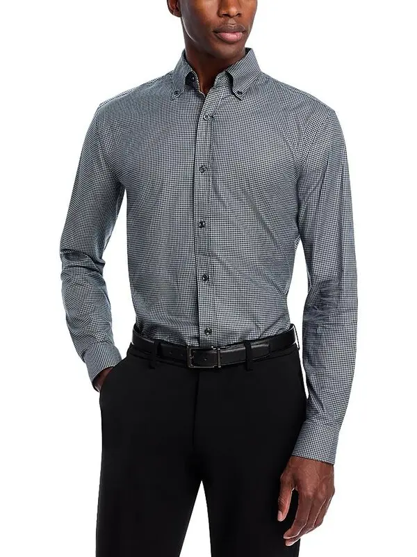 Bloomingdale'S Check Twill Button Down Shirt Exclusive - Black Grey