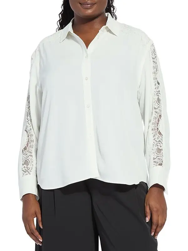 Lyssé Natasha Lace Trim Shirt - Ice