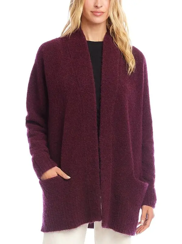 Karen Kane Boucle Cardigan Sweater - Eggplant