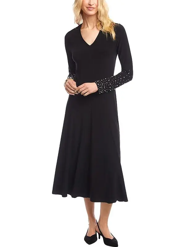 Karen Kane Kate Beaded Sleeve Travel Dress - Black