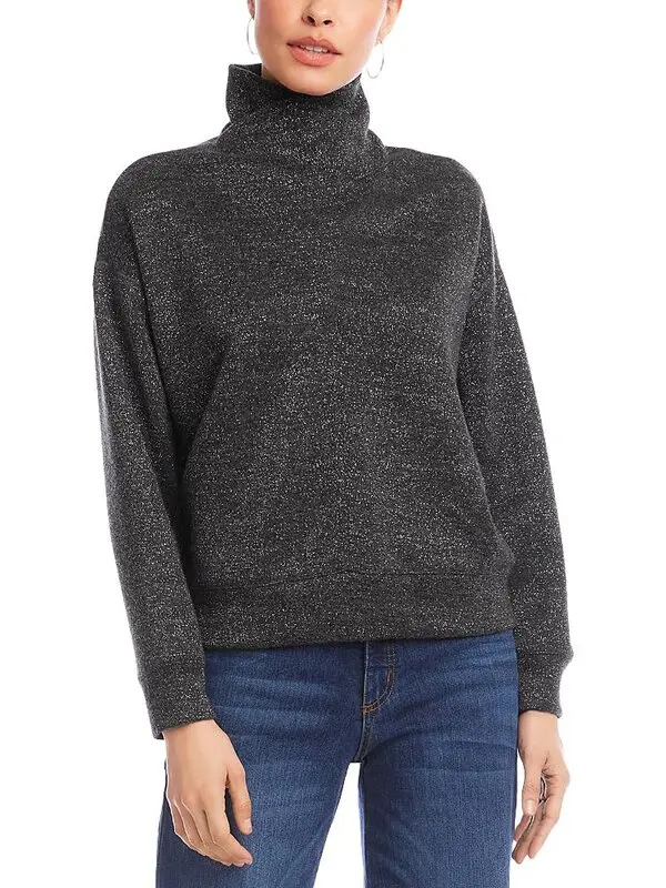 Karen Kane Long Sleeve Faux Wrap Turtleneck Sweater - Bks
