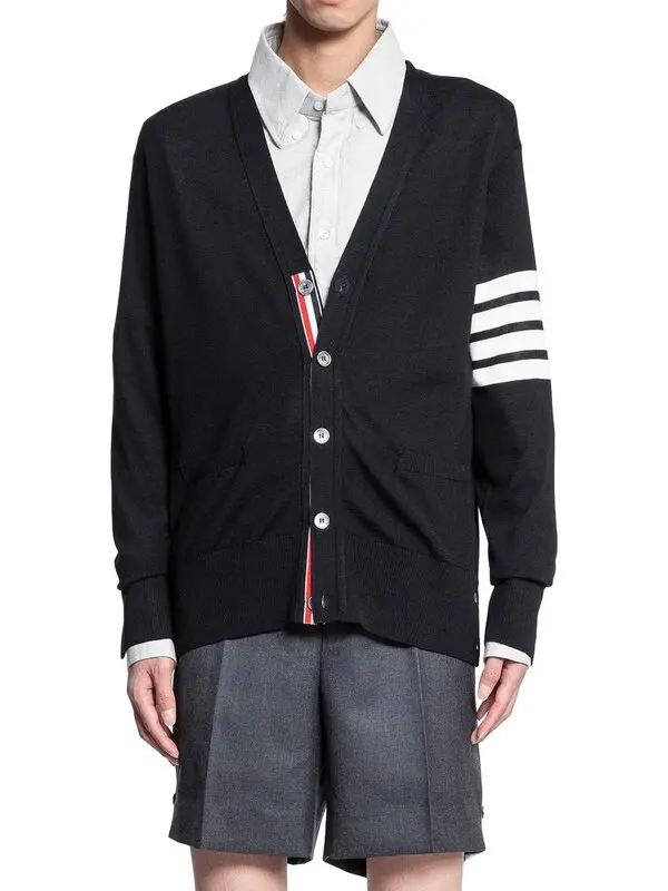 Thom Browne Classic V-neck Cardigan With 4-bar Sleeve - Black