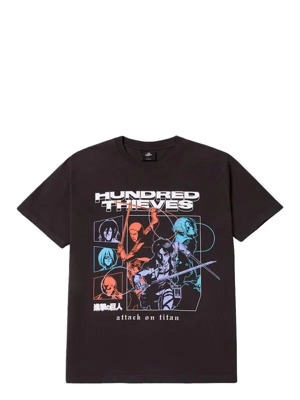 100 THIEVES X Attack On Titan 3 Titans T-shirt - Black
