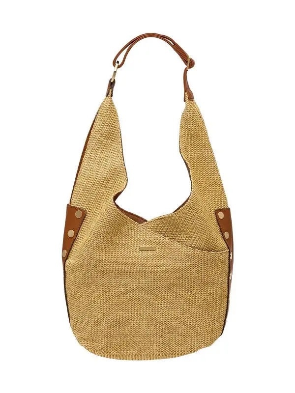 HAMMITT Tom Zip Hobo Bag - Cocoa Raffia/gold