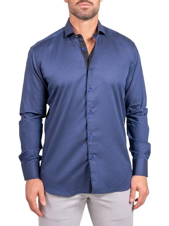 MACEOO Einstein Ascension Contemporary Fit Button-up Shirt - Blue