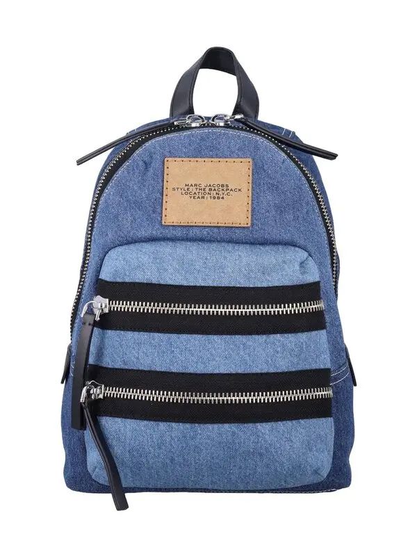 Marc Jacobs The Biker Colorblock Denim Medium Backpack - Blue