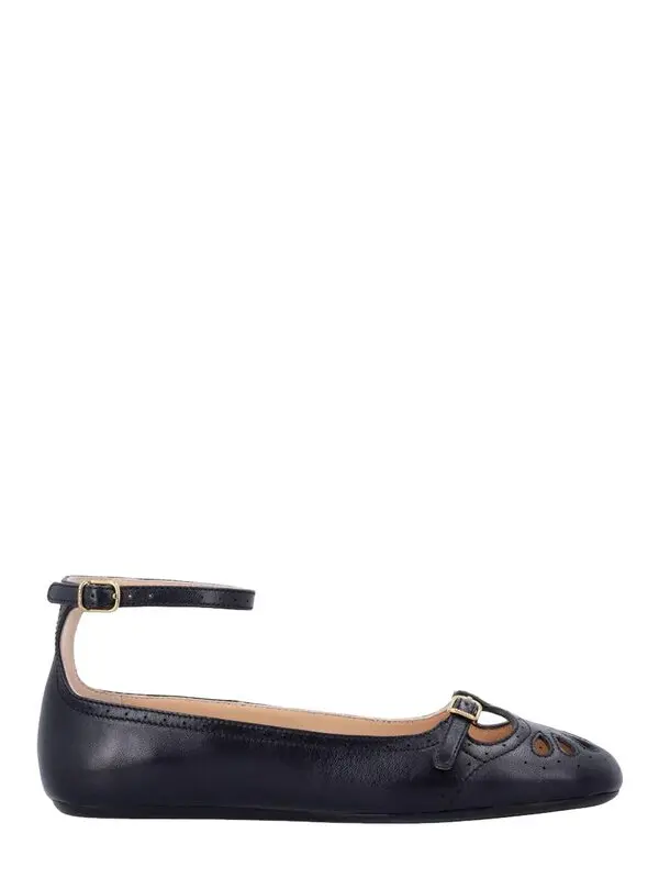 Chloé Misty Lambskin Ballerinas With Buckle - Black