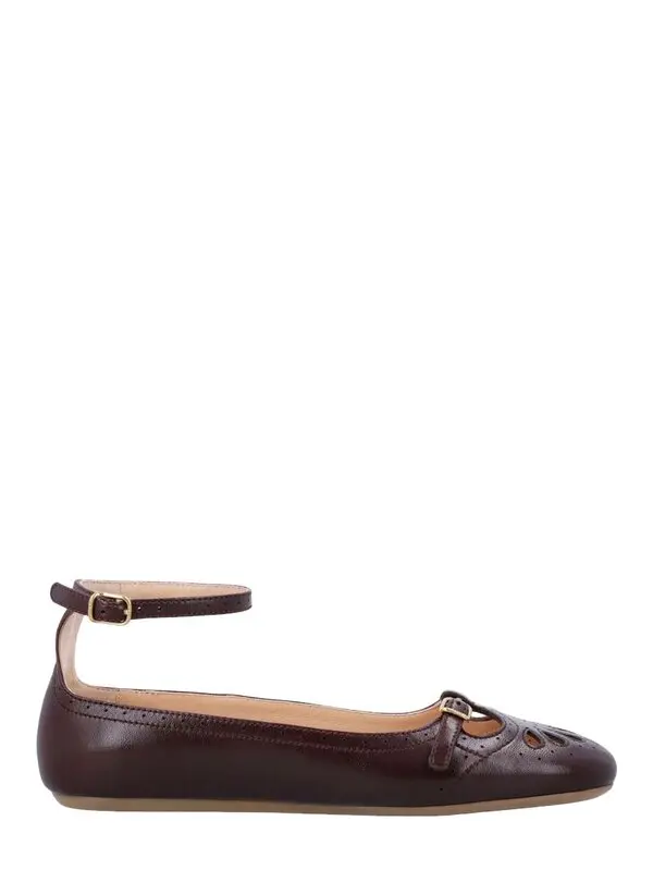 Chloé Misty Lambskin Ballerinas With Buckle - Burnt Purple