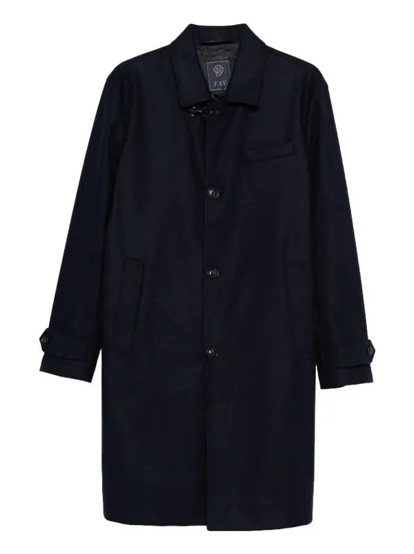 FAY Wool-cashmere Blend Herringbone Coat - Blue
