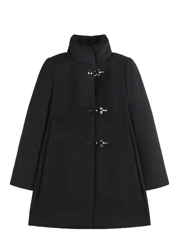 FAY Wool-blend Coat With Hook Closure - Black