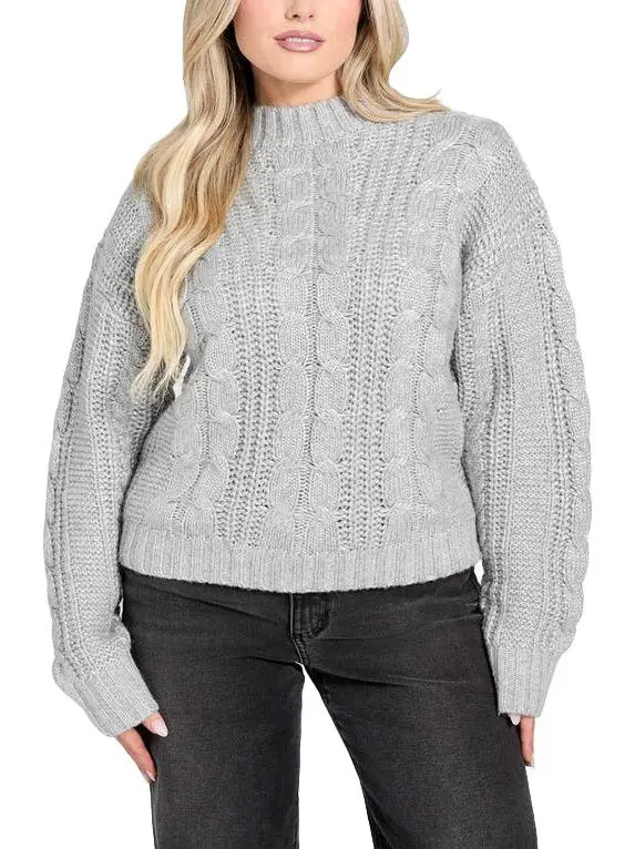 Guess Nathalie Cable Mock Neck Sweater - Medium Grey