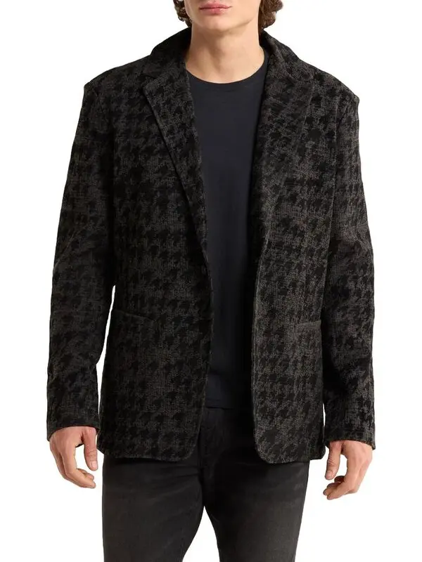 John Varvatos Kai Houndstooth Knit Sport Coat - Charcoal Heather