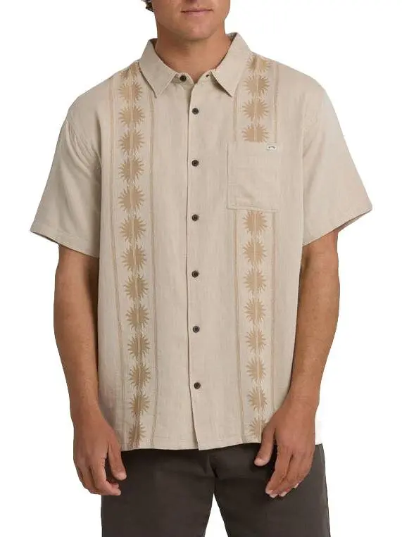 BILLABONG Cordoba Short Sleeve Linen Blend Button-up Shirt - Desert Khaki
